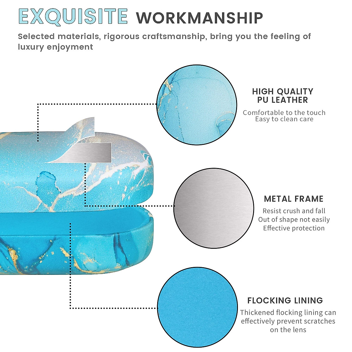 molshine Hard Shell Sunglasses Case,Classic Large Glasses Case for Women Men,Sunglass Eyeglasses (Cyan)