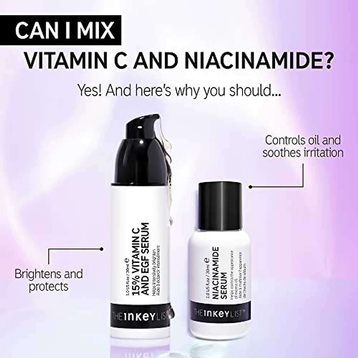 The INKEY List 15% Vitamin C + EGF Serum, Illuminate and Regenerate Dull Skin, Improve Skin Elasticity, 1.0 fl oz