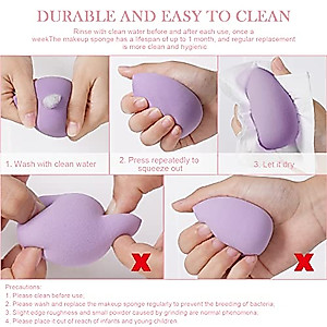 AUAUY 8 Pcs Makeup Sponge Blender Set, Beauty Sponge, Makeup Sponges for Foundation, Multi-color Makeup Sponge Set With 1 holder 1 Storage Tank, for Liquid, Cream, and Powder (3 Shapes)