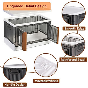 GAOPHDER Plastic Storage Bins with Lids 3-Tier Collapsible Clear Storage Bins with Wheels Stackable Closet Organizers Foldable Box Storage Containers for Home Office Trunk Outdoor (41QT, 3 Packs)