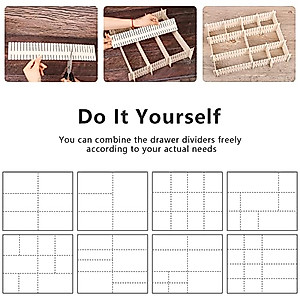 CiiReeH Drawer Dividers, Drawer Organizer for Socks Underwear Makeup Dresser, DIY Adjustable Drawer Dividers for Bedroom Kitchen Office Storage, 8Pcs 16 x 2.7 inch OFF-White