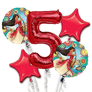 Elena Balloon Bouquet 5th Birthday 5 pcs - Party Supplies