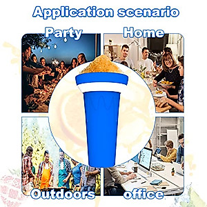 LATIBELL Slushie Maker Cup - Slushie Cup maker Squeeze Cool Stuff Double Layer Silicone Slush Cup 16.9 Ounce Summer Cooling Cup with Straw and Spoon Blue