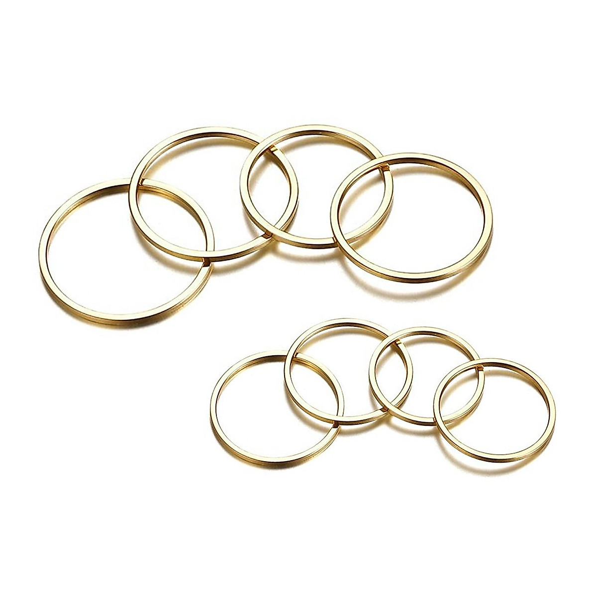 IFUAQZ 8pcs 1MM Thin Stainless Steel Knuckle Midi Stacking Rings for Women Plain Band Comfort Fit Gold, Size 3 to 10
