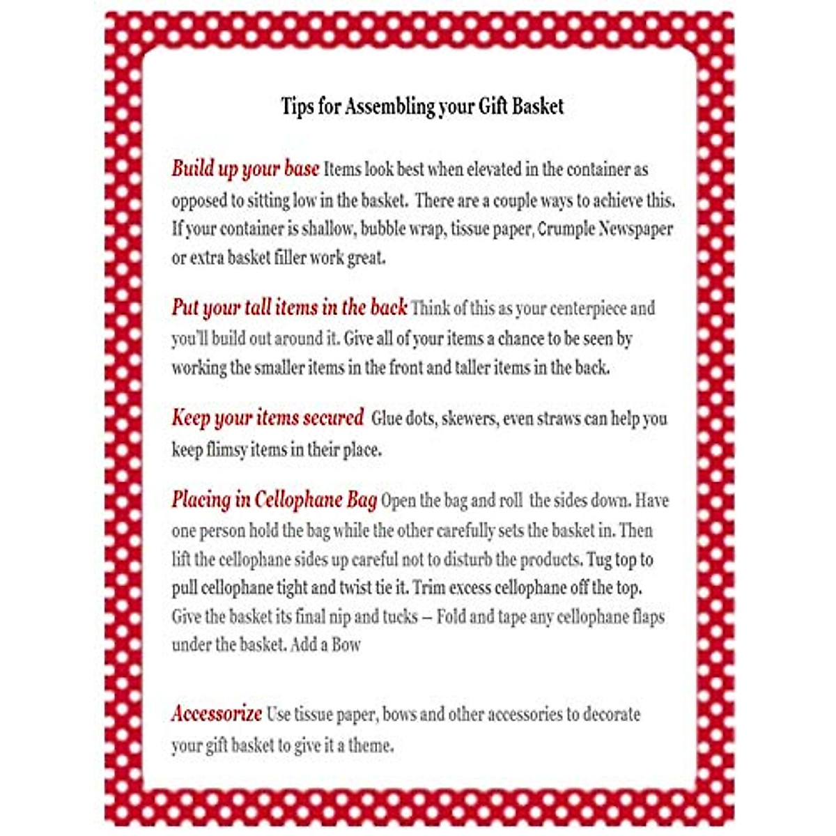 Gift Basket Making Kit Do It Yourself Diy Build Your Own Gift Basket Matching Supplies Market Tray Basket Cellophane Bag Shredded Crinkle Paper Ribbon Pull Bow (RED AND WHITE, X-LARGE)