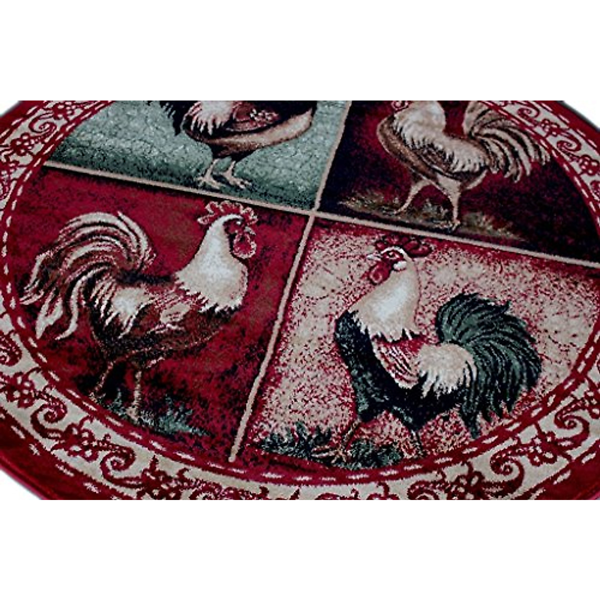 Rooster Style Round Area Rug Design L-379 (5 Feet 5 Inch X 5 Feet 5 Inch) Round