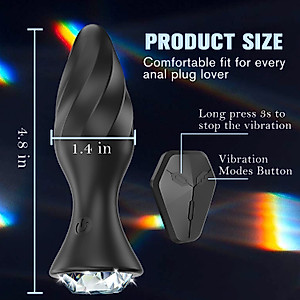 Vibrating Jewelry Butt Plug with APP Control, Anal Vibrator Prostate Massager Remote 9 Vibration Modes for Fun, Rechargeable Sex Toys Men Women and Couples