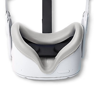 VR Face Cover and Lens Cover Compatible for Meta/Oculus Quest 2 Headset, SINWEVR Sweatproof Silicone Interfacial Face Mask Pad Cushion, Washable and Light Blocking Quest 2 Accessories (White)