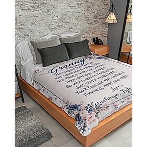 Personalized Granny Blanket with Grandkids Name, Custom Granny Blanket, Christmas Mothers Day Blanket Gift for Granny from Grandson Granddaughter Son Daughter, Blanket for Granny from Grandkids