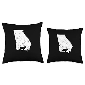 State and Dogs Designs Bulldog Georgia Dog Lover Throw Pillow, 16x16, Multicolor