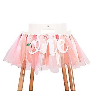 Peach Theme First Birthday Banner - First Birthday High Chair Banner, Sweet Peach Tutu, One Sweet Peach Birthday Decorations, Crush Cake Photo Props Background