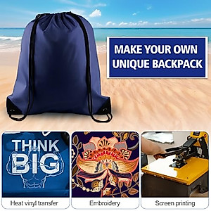 KUUQA Drawstring Backpack, 25Pcs Navy Blue, Lightweight Gym Bag for Sports, Travel, Yoga