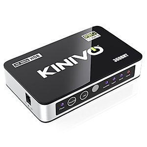 Kinivo HDMI Switch with Audio Extractor 360BNT (3 in one out, Toslink Optical Audio Port, SPDIF, 4K 60Hz, High Speed 18Gbps, IR Remote) - Compatible with Roku, PS5, Xbox, Apple TV, Dolby Digital/Atmos
