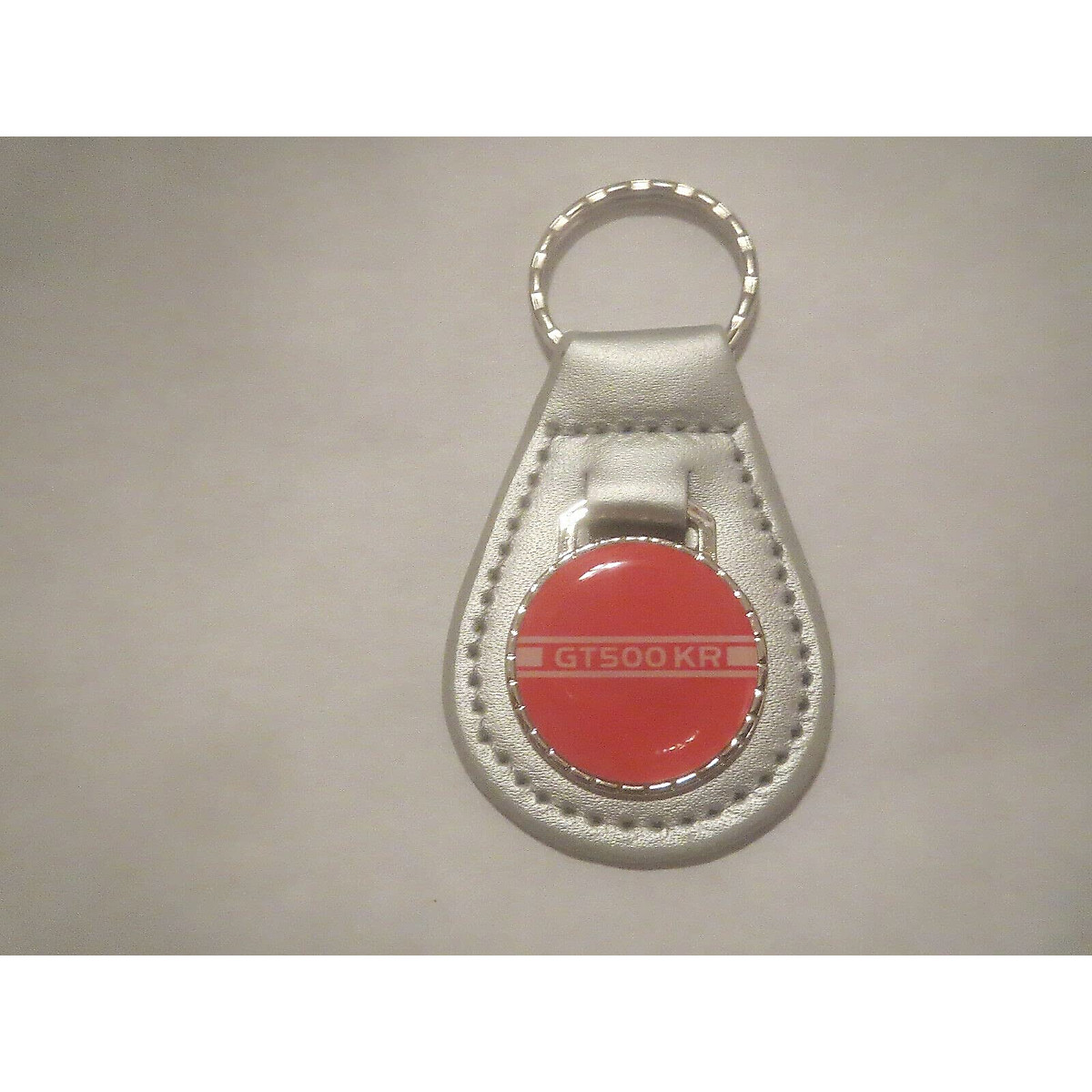 1968 2008 SHELBY GT500KR KING OF THE ROAD STRIPE LOGO LEATHER KEYCHAIN - SILVER