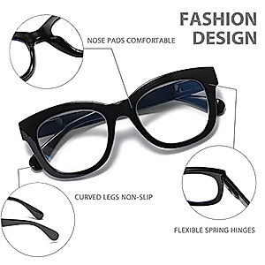 NaNaKo 3 Pack Reading Glasses for women, Oversized Blue Light Blocking Computer Readers Spring Hinge (C1,+1.50)