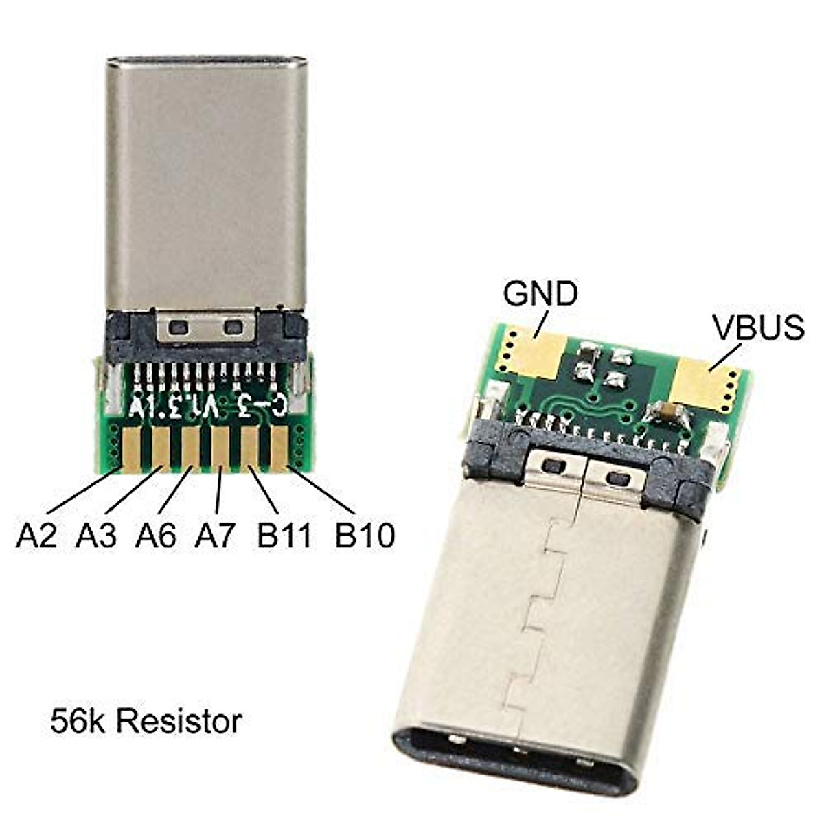 chenyang USB C DIY Connector USB 3.1 Type C 24Pin Male Plug ＆ Female Socket Port Repair Replacement Solder Adapter with PCB Board