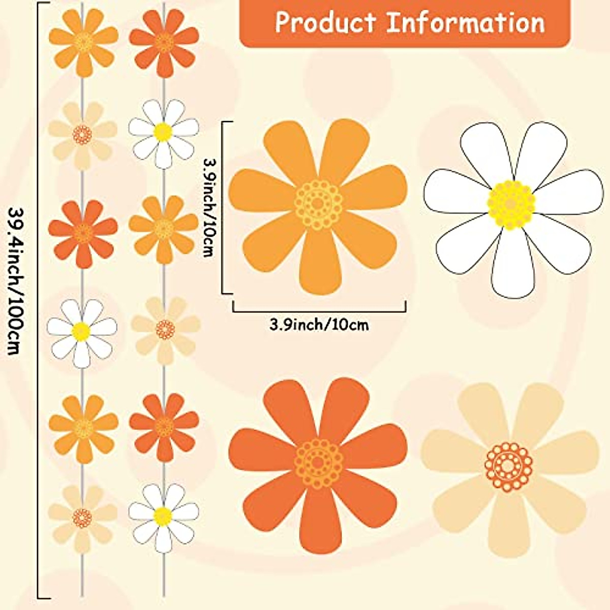 Daisy Groovy Boho Party Banners Daisy Garland Kit Daisy Hanging Swirl Daisy Party Supplies Decorations Daisy Paper Cutouts for One Two Birthday Baby Shower Party Home Classroom Favor Supplies Decor