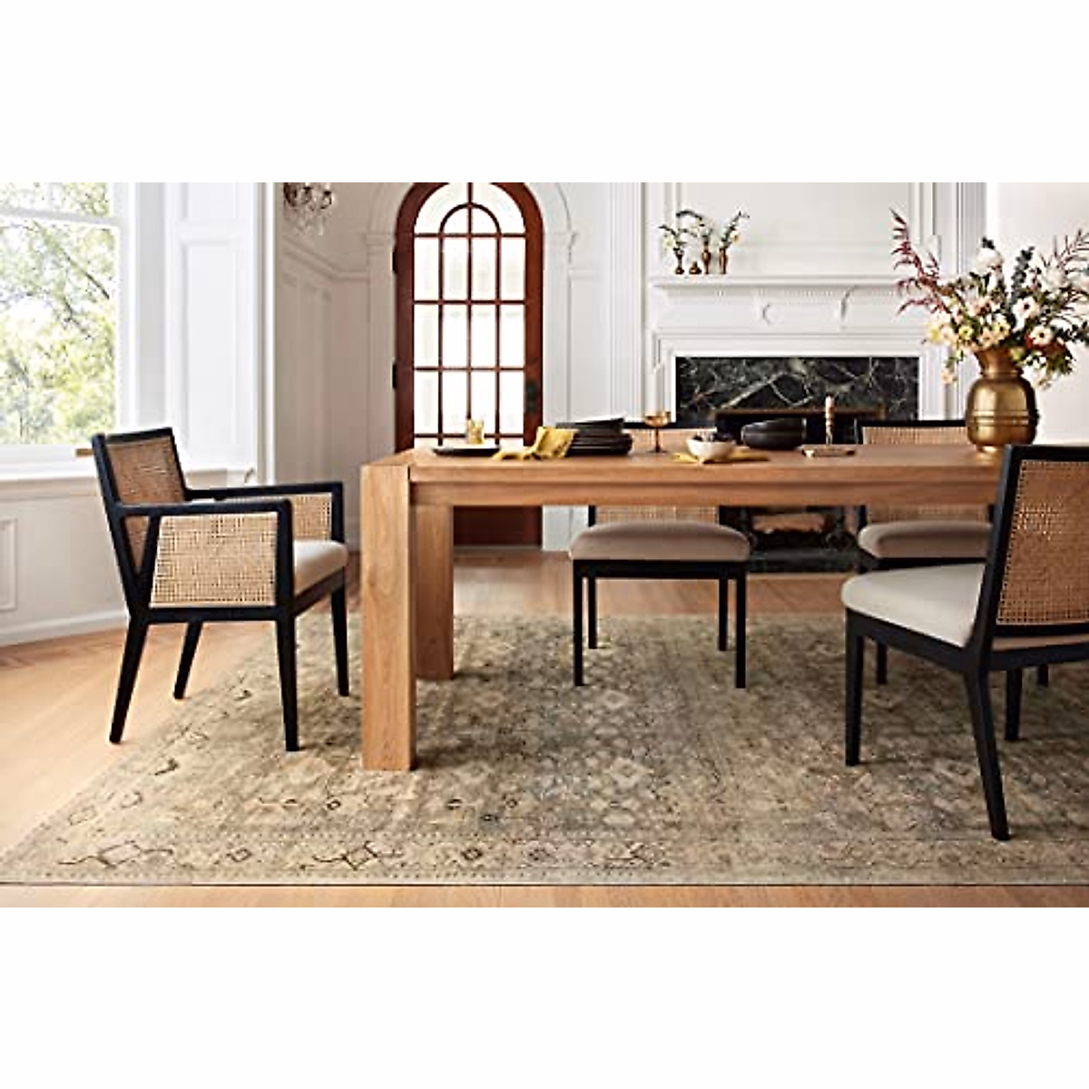 Loloi II Margot Collection MAT-04 Antique / Green 7'-6" x 9'-6", 3.8" Thick, Area Rug, feat.CloudPile, Soft, Durable, Printed, Medallion, Low Pile, Non-Shedding, Easy Clean, Living Room Rug