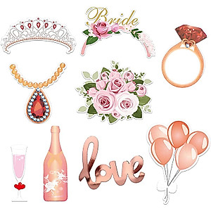 Alifeotime Bridal Shower Photo Props, Bride to Be Wedding Photo Booth Props - 23 Pcs, Rose Gold Bachelorette Party Decorations, Miss to Mrs Party Gift Accessories Wedding Favor Supplies, 30TH-PD-01