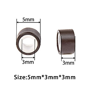 1000Pcs Premium Silicone Micro Link Rings 5mm Lined Beads for I Tip Hair Extensions (1000Pcs, Dark Brown)