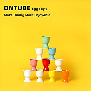 ONTUBE Porcelain Egg Cups,Ceramic Egg Stand Holders for Hard Boiled Eggs Set of 8,MixColor