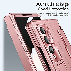 Armor Case for Samsung Galaxy Z Fold 3 5G with Wireless Charging,360 Protection Built-in Screen Protector Dustproof Shockproof Case Cover Compatible with Samsung Galaxy Z Fold 3 5G(Rose Gold)