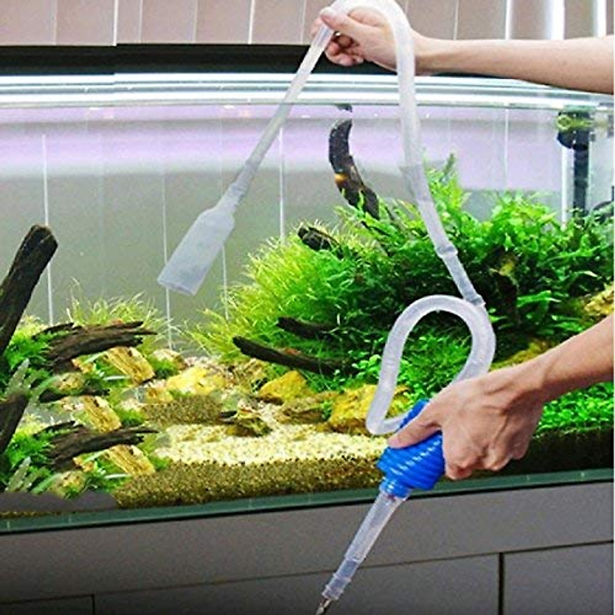 Dependable Industries Aquarium Cleaner Siphon Pump Fish Tank Gravel Sand Cleaner with Long Nozzle with Water Flow Controller