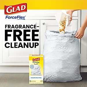 GLAD ForceFlex Tall Drawstring Trash Bags, 13 Gallon White Trash Bags for Tall Kitchen Trash Can, Unscented Leak Protection Bags, 120 Count - Packaging May Vary