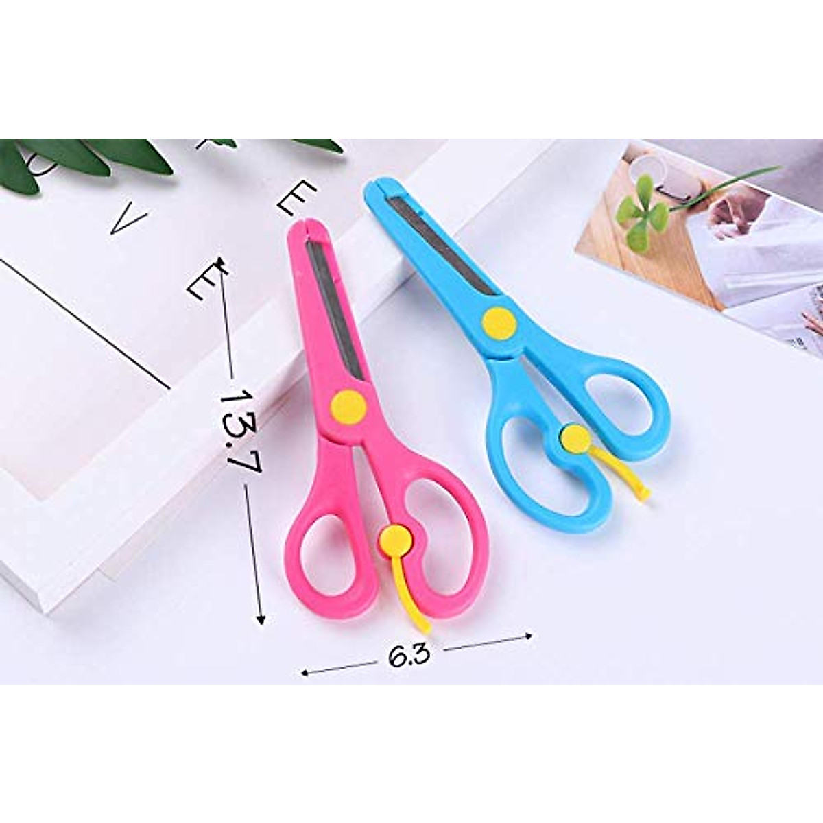 QIANG Loop Scissors for Children and Teens, Right and Lefty Support, Easy-Open Squeeze Handles Safety Scissors Toddler Safety Craft Scissors Student & Children's Handmade Scissors(6-Pack)