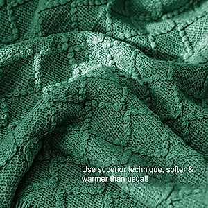 BUHUA Throw Blanket - 50 x 60 Green, Knitted Decorative Throw Blanket for Bedroom, Farmhouse Warm Woven Blanket for Men and Women