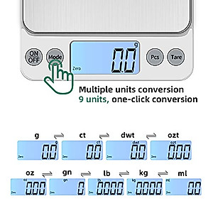 KUBEI Upgraded Larger Size Digital Food Scale Weight Grams and OZ, 5kg/0.1g Kitchen Scale for Cooking Baking, High Precision Electronic Scale with LCD Display