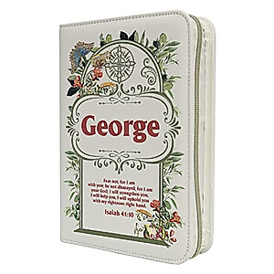 9.6x6.6 Inch Personalized Bible Cover, Custom Bible Cover – Personalized Leatherette Bible Cover and Carrying Case with Handle, Womens Bible Case - White Small (Design 4)