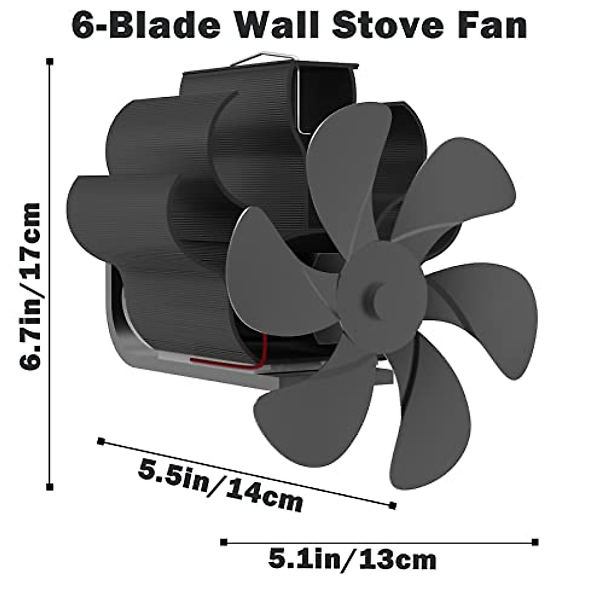 ABUNRO 6-Blades Wood Stove Fan with Hose Clamp, Pipe Heat Powered Stove Fans for Log/Wood/Pellet Buring stoves, Save Fuel&Efficient Heat Transfe