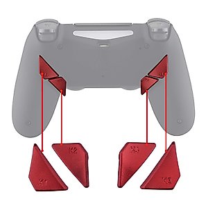 Scarlet Red Replacement Redesigned Back Buttons K1 K2 K3 K4 Paddles for PS4 eXtremeRate Controller Dawn Remap Kit