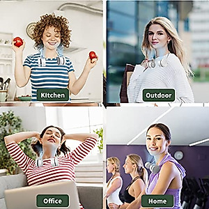 DONGDO Personal Neck Fan Bladeless Werable Fans Portable Rechargeable, AC Neck Air Conditioner can Blow Aromatherapy, 3 Speed 360° Adjustment Hanging Neck Fan Around Your Neck for Cold Air, White