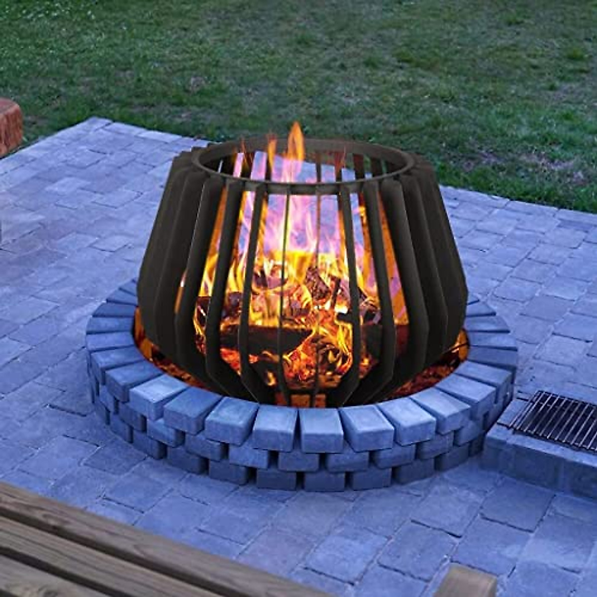 ZLXDP 24inch Metal Outdoor Fire Pit Bonfire Wood Burning Patio for Garden, Backyard, Poolside with Fireplace Poker
