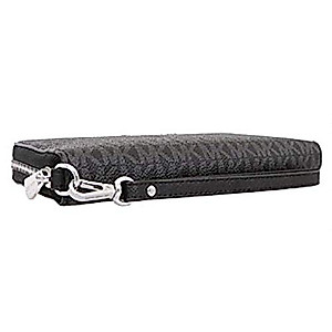 Michael Kors Jet Set Travel Continental Zip Around Leather Wallet Wristlet (Black PVC/Silver Hardware)