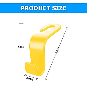 8sanlione Car Back Seat Headrest Hooks, 4PCS Vehicle Backseat Storage Organizer Hanger, Multifunctional Auto Headrest Hidden Hook Universal for Handbag Purse Backpacks Bags and Groceries (Yellow)