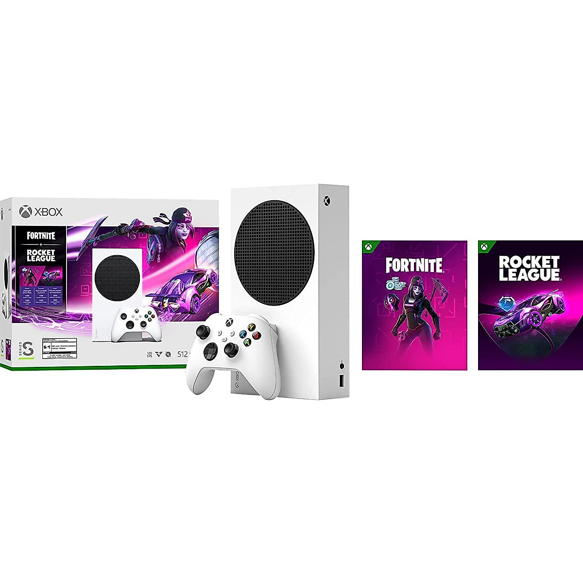 Microsoft Xbox Series S All-Digital Console I Wireless Controller I HDR I AMD FreeSync I Up to 1440p Gaming Resolution I Up to 120 FPS Performance Target I with HDMI Cable (Fortnite & Rocket League) (Renewed)