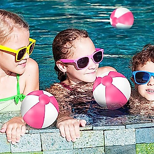 Whaline 50 Pieces 5 Inch Pink and White Inflatable Beach Ball Round Pool PVC Balls Cute Game Toys for Summer Hawaiian Tropical Theme Beach Party Decorations Water Sand Game Accessory