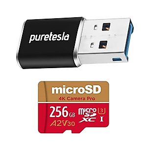 puretesla TeslaCam USB Drive 256 GB – Plug and Play USB Endurance microSD Drive Pre-Formatted for Tesla, TeslaCam, Dashcam,