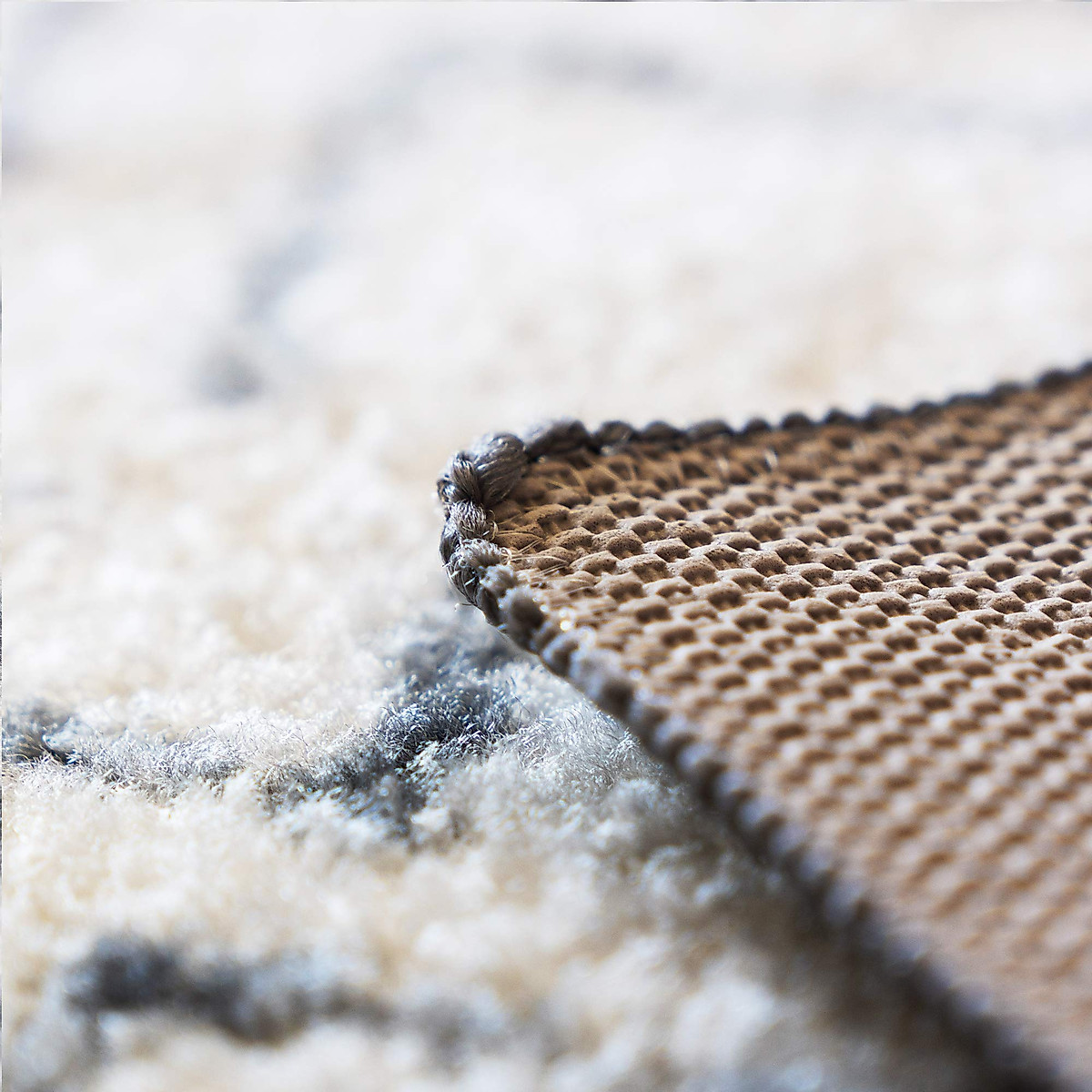 Maples Rugs Abstract Diamond Modern Distressed Non Slip Runner Rug For Hallway Entry Way Floor Carpet [Made in USA], 2 x 6, Neutral