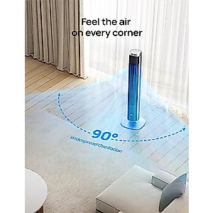 Dreo 42'' Pilot Pro Tower Fan with Remote, 25 DB Quiet DC Portable Bladeless Fan, 90° Oscillating,12H Timer, 9 Speeds,4 Modes, LED Display, Floor Fans for Bedroom Home Office, Black (DR-HTF005)