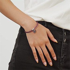 GNOCE Basic Bracelet with 2 Pieces of Stoppers Charms Bracelet for Teen Bride Women Jewelry Valentine's Day Purple, 17 cm (6.7 in)