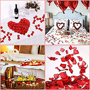 Golray 40 Pack I Love You Balloons and Heart Balloons Kit with 1000 Pcs Dark-Red Silk Rose Petals Wedding Flower Decoration Love-Bear Red Heart Balloons for Valentine Day Party Decorations