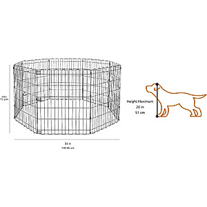 Amazon Basics Foldable Octagonal Metal Exercise Pet Play Pen for Dogs, Fence Pen, No Door, Small, 60 x 60 x 30 Inches, black