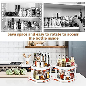 FVIEXE 2PCS Non-Skid Two Tier Cabinet Lazy Susan Turntable 10 Inch, 360 Degree Rotating Kitchen Spice Rack Spinning Lazy Susan Turntable Organizer, Pantry Countertop Vanity Bathroom Display Stand