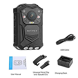 MIUFLY 1296P HD Police Body Camera with 2 Inch Display, Night Vision, Built in 32G Memory and GPS for Security