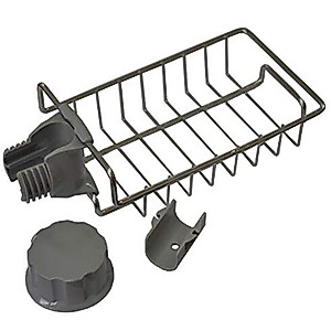 Hanging Faucet Rack Stainless Steel Adjustable Height, Flexible and Rotatable Small Sink Drain Rack, Suitable for Soap, sponges, brushes, rags, etc.