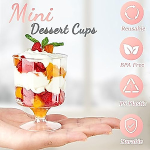 TOFLEN 5 Oz Mini Dessert Cups with Spoons 80 Pcs I Serves 40 I Small Plastic Dessert Goblets Wine Glasses Party Serving Cups for Appetizers, Mousse, Dessert Shot Glasses
